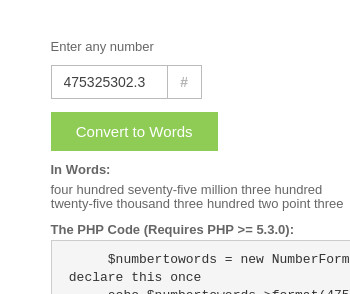 Convert numbers to words the easy way with PHP | Bald Nerd